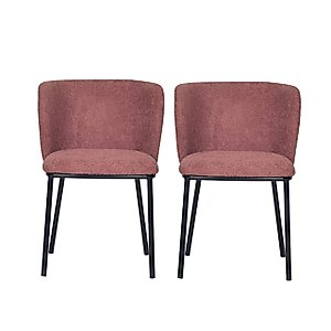 Bloomingville Fabric Upholstered Accent Metal Legs, Rust, Set of 2 Chair, Orange