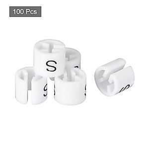 MECCANIXITY Clothes Hanger Marker S Size Tag Fit 3.5mm Rod White for Garment Clothing Color Coding, Pack of 100