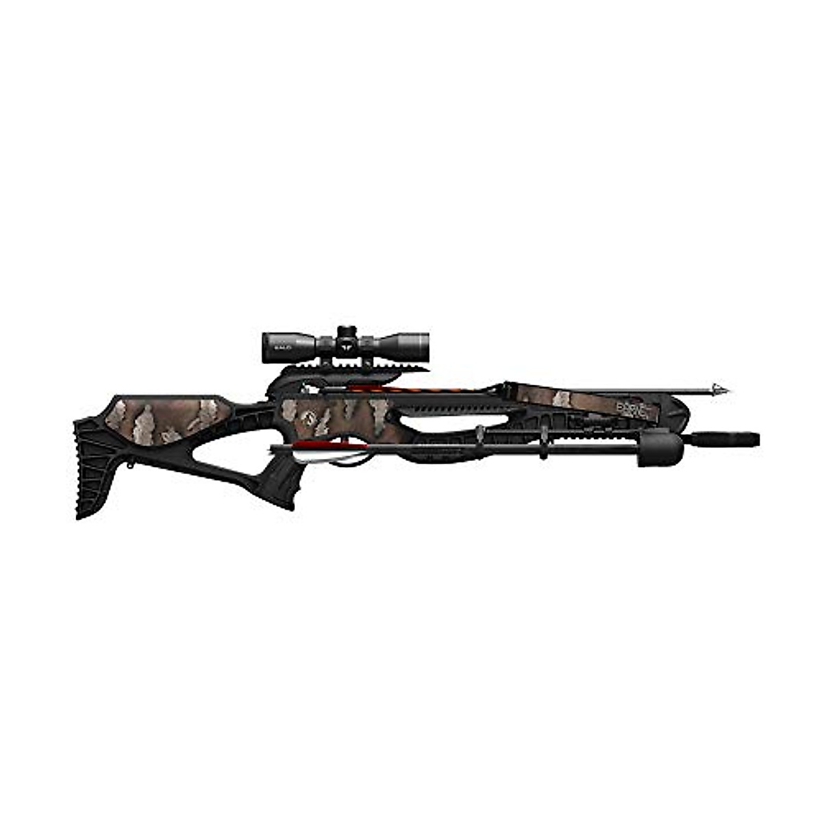 Barnett Wildcat Camo Recurve Crossbow Hunting Package, with 4x32mm Multi-Reticle Scope, 2 Arrows, Lightweight Quiver