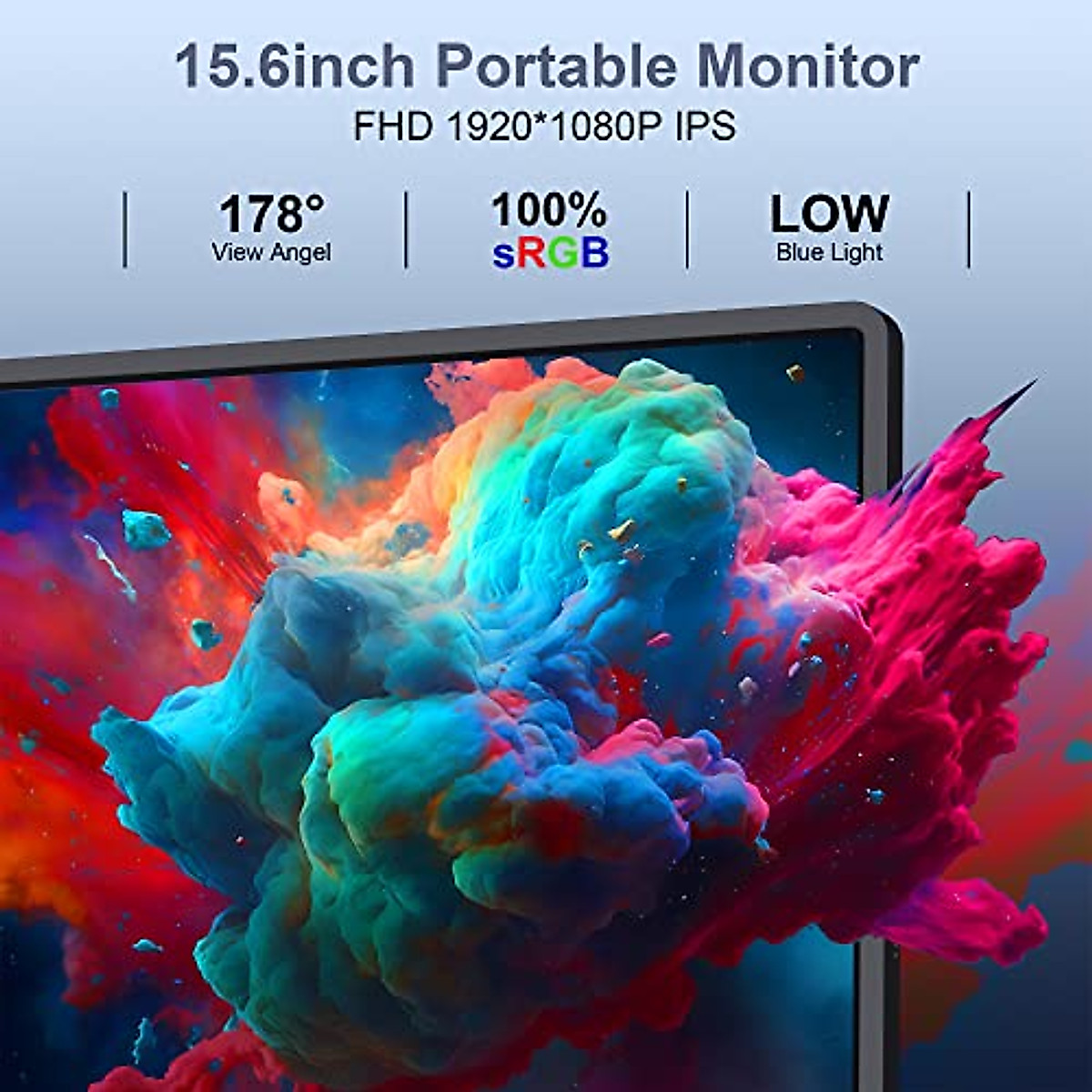 NIUTO Portable Monitor for Laptop 15.6 inch 1080p IPS 72 sRGB FHD 1920x1080 HDMI or USB C Computer VESA Display Travel Screen for MAC Mini MacBook Andriod Phone Xbox ps5 steam Deck Switch Monitor