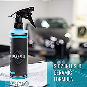 HydroSilex Ceramic Waterless Wash (16oz) | Waterless Car Wash Spray For Car Detailing | No Hose or Soap Needed | Ultra Slick Lubricating Formula | Anti Scratch Quick Detailer | Rinseless Wash