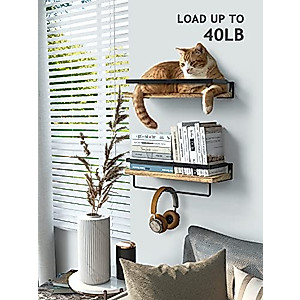 AMADA HOMEFURNISHING Floating Shelves, Rustic Bathroom Wall Shelves AMFS01 & White Floating Shelves U Shaped AMFS13-W