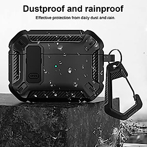 leChivée for Airpods Pro Case Cover with Lock, Air Pod Pro Case Full-Body Rugged Shockproof Airpod Pro Hard Case Protective Cover with Keychain Compatible with AirPods Pro Charging Case for Men Women