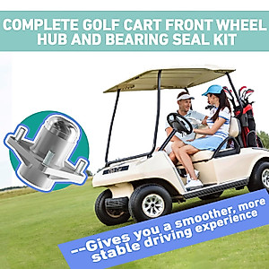 Drive-up Golf Cart Front Wheel Hub with Bearings Seals Kit for Club Car DS 1981-2003 Gas and Electric Models, Replaces OEM 1011892