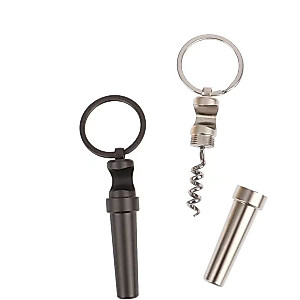 Mini Key Ring Wine Opener, Ultimate Keychain Corkscrew Tool, Emergency Travel Cork Wine Opener (Silver)
