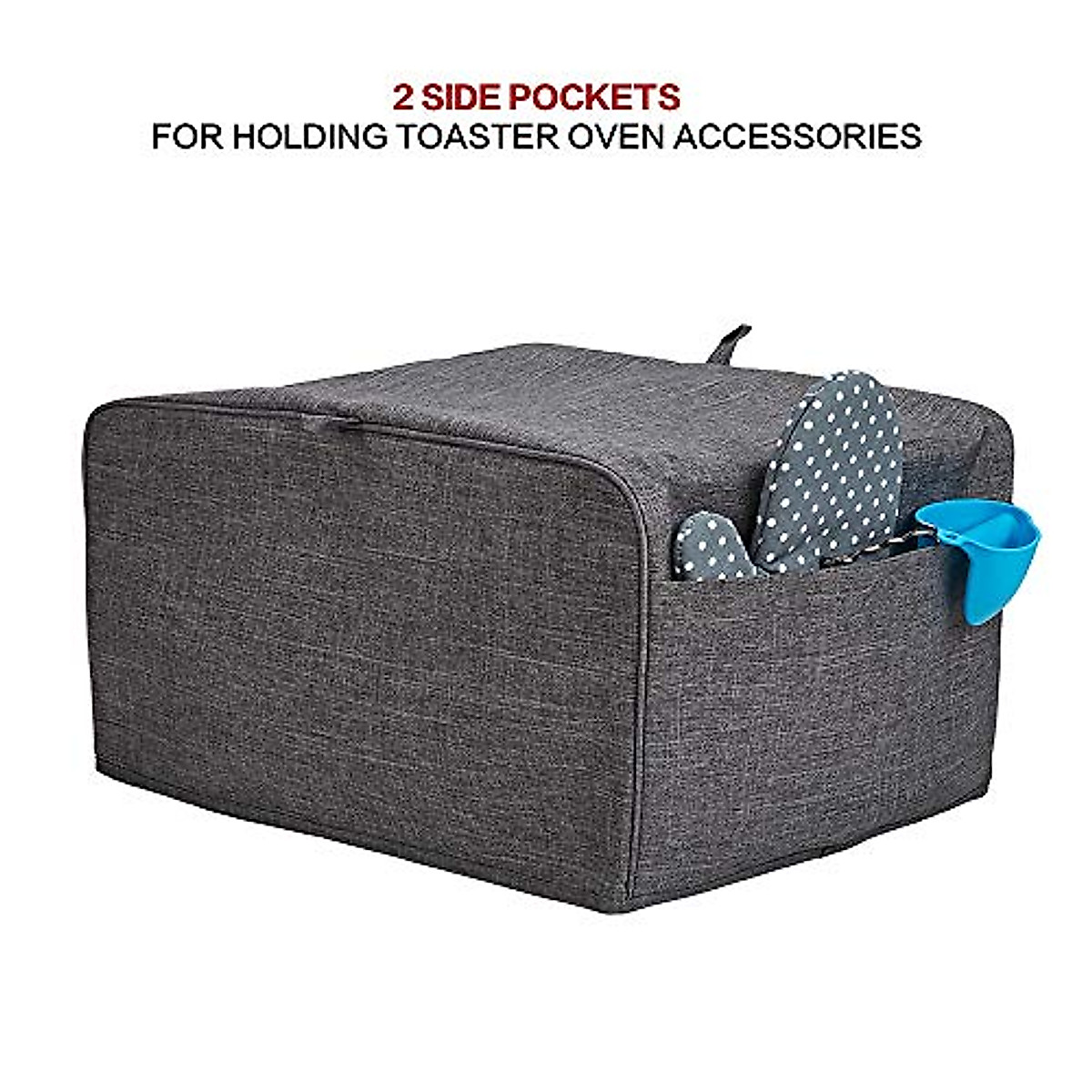 HOMEST Toaster Oven Dust Cover with Accessory Pockets Compatible with Hamilton Beach 6 Slice of Toaster Oven, Grey
