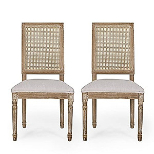 Christopher Knight Home Regina Dining Chair, Wood, Light Gray + Natural