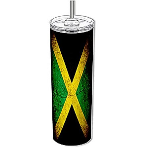 ExpressItBest 20oz Skinny Tumbler with Flag of Jamaica (Jamaican) - Rustic Design