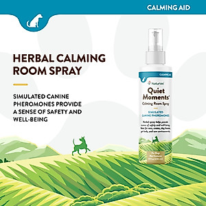 NaturVet Quiet Moments Herbal Calming Room Spray Dog Supplement – Ideal for Cars, Dog Crates, New Environments – Helps Reduce Pet Stress, Storm Anxiety, Motion Sickness – 8 Oz.