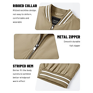 TACVASEN Lightweight Golf Jackets For Men Bomber Coats Jackets Men Windbreaker Jackets Lightweight Golf Jackets Pilot Jacket