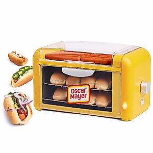 Oscar Mayer Extra Large 8 Hot Dog Roller & 8 Bun Toaster Oven, Stainless Steel Grill Rollers, Non-stick Warming Racks, Perfect for Hot Dogs, Egg Rolls, Veggie Dogs, Sausages, Brats, Adjustable Timer