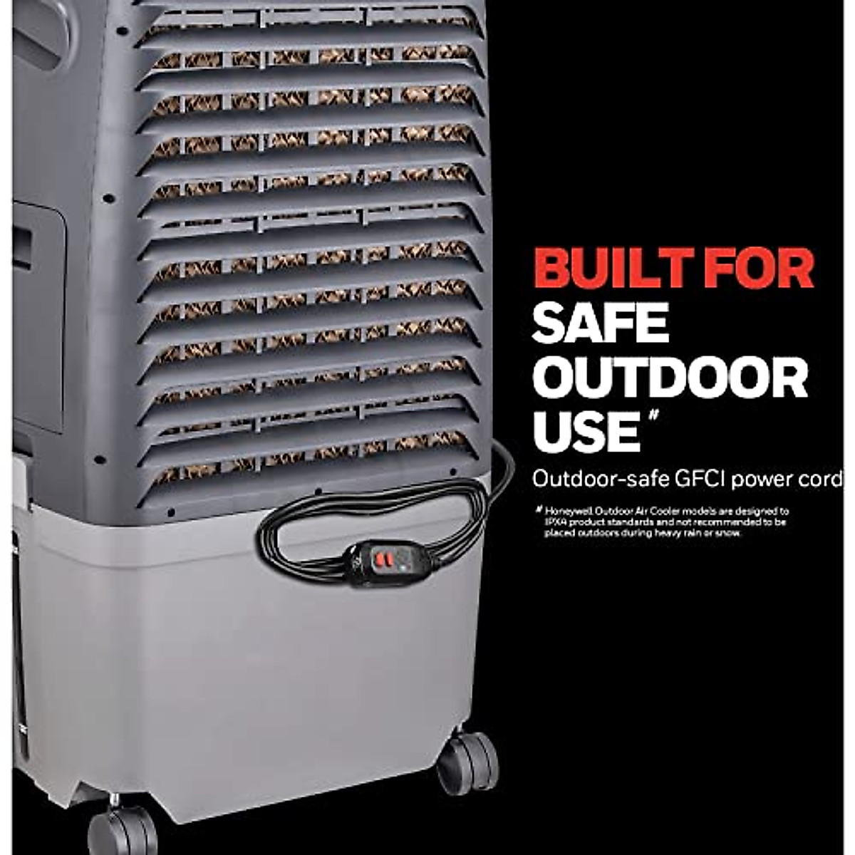 Honeywell 525 CFM 3-Speed Outdoor Rated Portable Evaporative Cooler (Swamp Cooler) for 491 Sq. Ft. with GFCI Cord