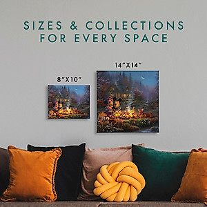 Thomas Kinkade Mickey and Minnie Sweetheart Campfire 8" x 10" Gallery Wrapped Canvas Art | Frameless Room Wall Art | Certificate of Authenticity Included