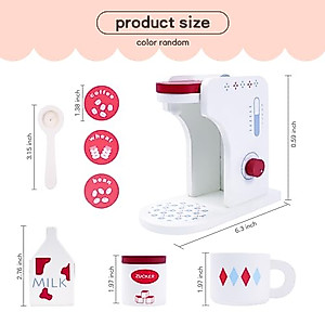 OsetToys Kids Coffee Maker Playset, Wooden Coffee Set Play to Learn Coffee Making Routine , Multi - Pretend Play Kitchen Accessories Kids Coffee Maker Play Set for Girls and Boys