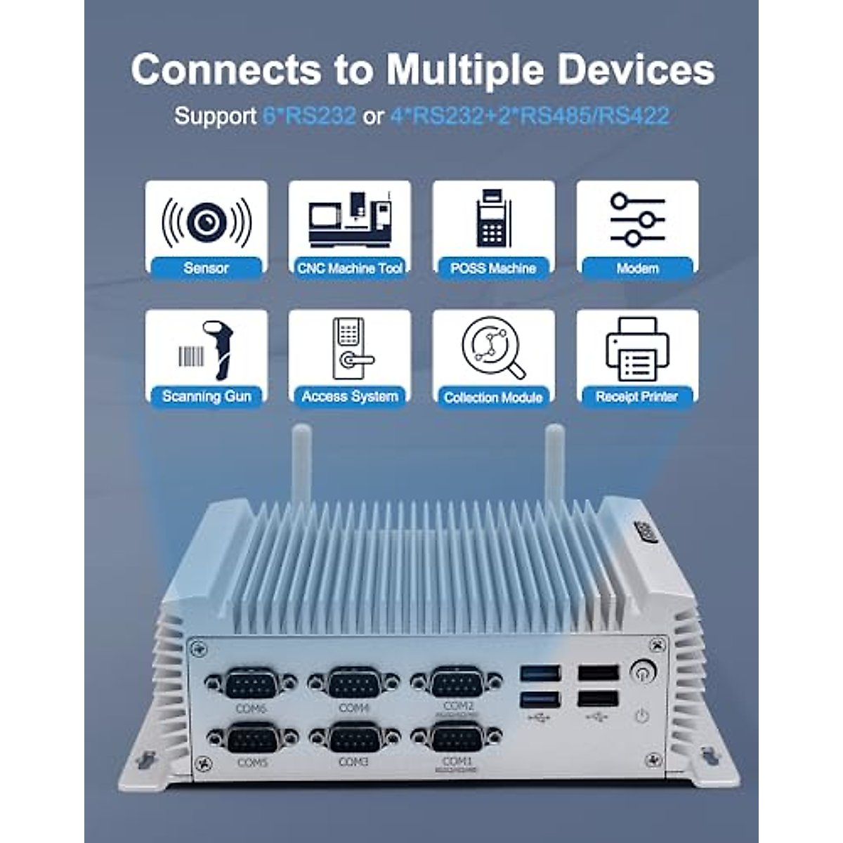 BASOARO Industrial Mini PC Windows 10, Fanless Desktop PC, Core i7 4500U, 8GB RAM 256GB SSD, 2 Gigabit Ethernet, HD, VGA, RS232/RS485 COM Port, 4 USB3.0, 4 USB2.0, WiFi, BT