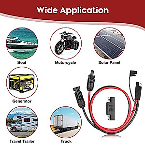 PAEKQ Solar Panel Connector to SAE Adapter Cable, 10AWG Solar to SAE Cable PV Extension Wire, SAE to Solar Panel Adapter for Solar Panels Rv Battery Charger kit, with SAE Polarity Reverse Adapter Plug