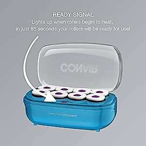 INFINITIPRO By Conair Instant Heat Tourmaline Ceramic Flocked Hot Rollers, 2-inch Hot Roller Setter for Mega Volume and Smooth Waves