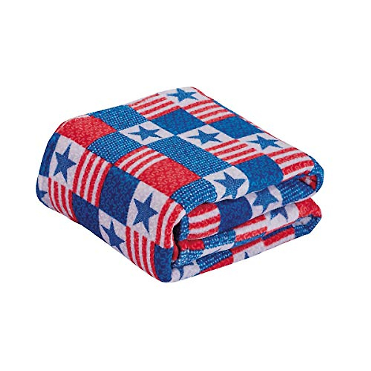 Décor&More July 4th USA American Pride Collection Microplush Throw Blanket (50" x 60") - Patriotic Patchwork Blue, White and Red Throw