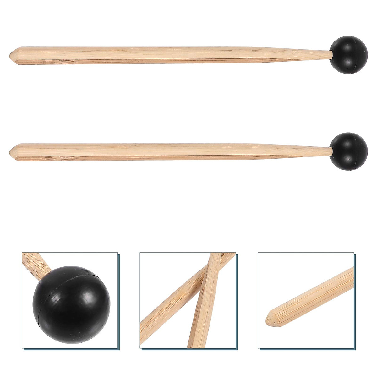 1 Pair Rubber Xylophone Mallet Percussion with Wood Handle Mallets Percussion Sticks Rubber Mallets Sticks with Wood Handle