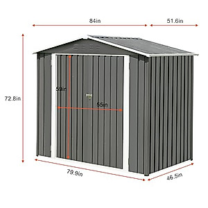 Outdoor Storage Shed 7×4.2 FT with Lockable Doors, Heavy Duty Galvanized Metal Garden Shed with Air Vent, Tool Sheds Storage House for Backyard Garden Patio Lawn-Dark Gray