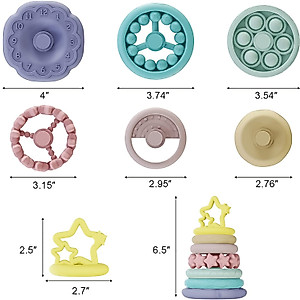 Cerberus 7 Pcs Stacking Toys Baby Blocks, Toddler Montessori Sensory Soft Rings Stacker, Development Teething Infant Toy, Learning Educational Gifts for 6 9 12 18 Months One 1 Year Old Boys Girls