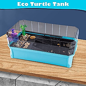 Turtle Tank Kit Turtle Aquarium with High Fence to Prevent Escape ,Large Turtle Habitat Tank Kit with Water Filter and Multi Filter Mater to Provide a Water Bath for The Turtle, Easy to Change Water