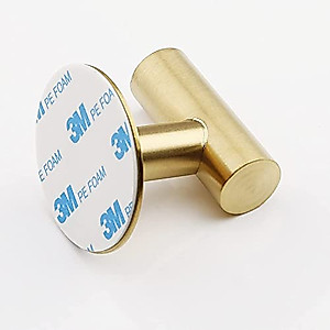 Yuzita Adhesive Towel Hooks 2 Pack Gold Heavy Duty Stainless Steel Wall Mounted Coat Hook for Towels, Robe, Hat, Sponges, Keys - Kitchen Bedroom Bathroom Door (Gold)