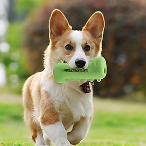 Axfbim Treat Dispensing Dog Toys, Dog Toothbrush Stick Dental Care Teeth Cleaning Toys, Indestructible Dog Chew Toys, for Large Medium Breed Dog, Durable Dog Toys (B)