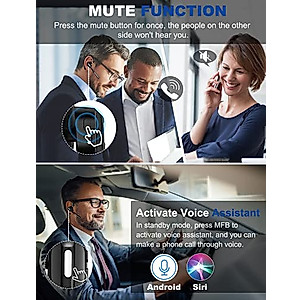 DECHOYECHO Bluetooth Headset V5.1, Wireless Headset with Battery Display Charging Case, Bluetooth Earpiece with Noise Canceling Mic for Driving, Office, Business, Compatible with Cell Phone and PC