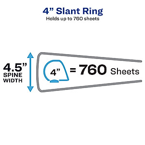 Avery Heavy Duty View 3 Ring Binder, 4" One Touch Slant Ring, Holds 8.5" x 11" Paper, 1 White Binder (79704)