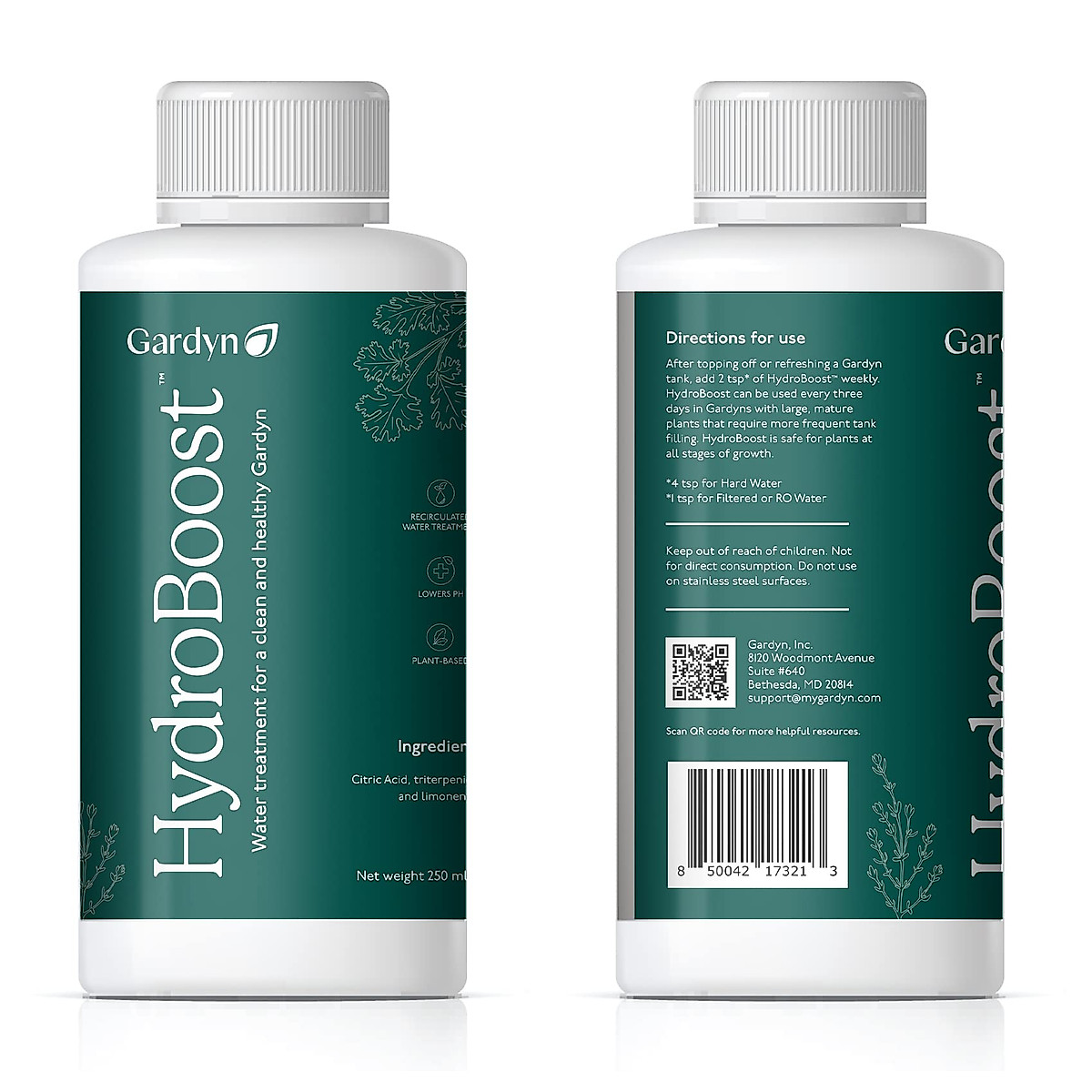 Gardyn HydroBoost for Gardyn Hydroponic Indoor Gardens - 250 ML (Plant Based Water Treatment-Lowers PH, Balances Plant Nutrients & Reduces Need for More Intensive Hydroponic Growing System Cleanings)