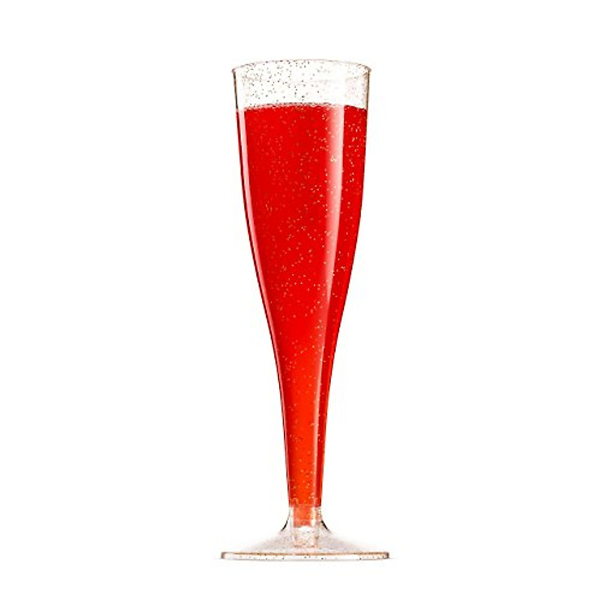 50 Plastic Champagne Flutes - Disposable Champagne Flute - Gold Glitter Plastic Champagne Glasses for Parties, Mimosa Bar, Events, Wedding and Shower Party Supplies - Toasting Cocktail Cups