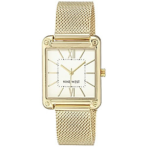 NINE WEST Women's Japanese Quartz Dress Watch with Stainless Steel Strap, Gold, 18 (Model: NW/2090CHGB)