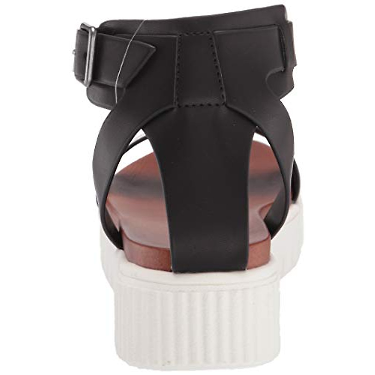 MIA Lunna Womens Open Toe Ankle Strap Flatform Platform Sandals, Comfortable Casual Shoes for Spring and Summer, Black, Size 8.5