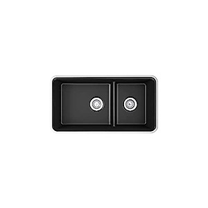 KOHLER Neoroc Undermount Double Bowl Kitchen Sink, Composite Sink with Smart Divide, 33" Double Offset Bowl with Sink Racks