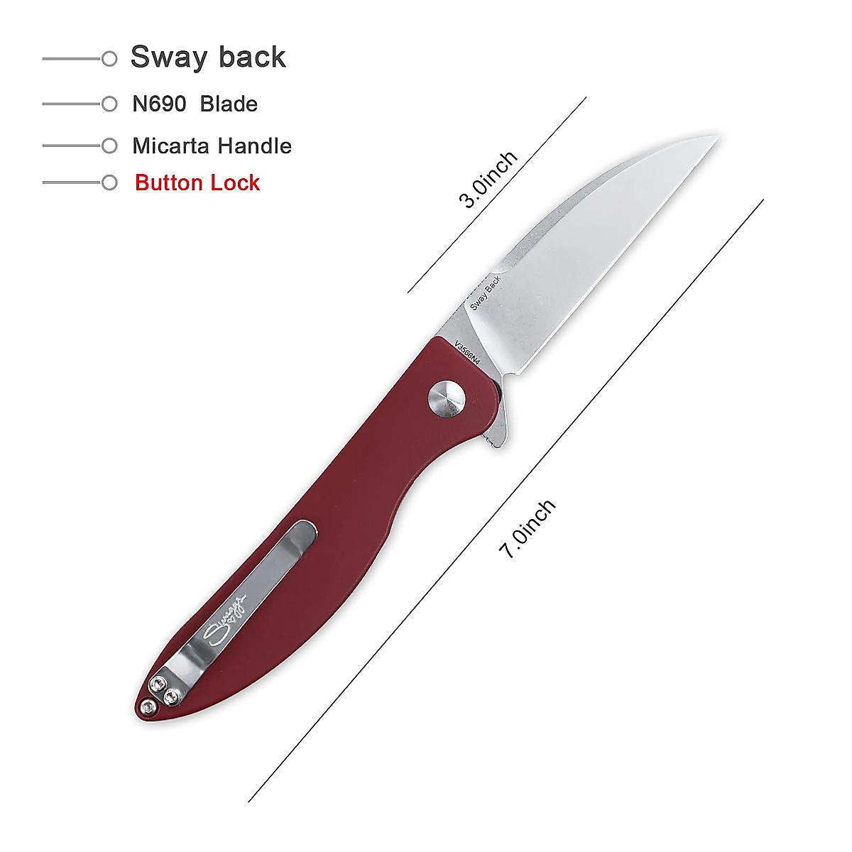 Kizer Cutlery KIV3566N4: Sway Back Button Lock Red