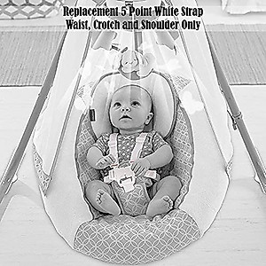 F-Price Replacement Part for Fisher-Price Cradle 'n Swing - Fits Many Models ~ 5 Point White Strap ~ Waist, Crotch and Shoulder