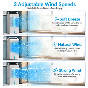 Portable Air Conditioners, 900ml Cooling Fan Evaporative Air Cooler Small Portable AC with 3 Speeds, 2 Mist, 7 Colors LED Light & 2/4H Timer, Personal Mini Air Conditioner for Room Bedroom Office Desk