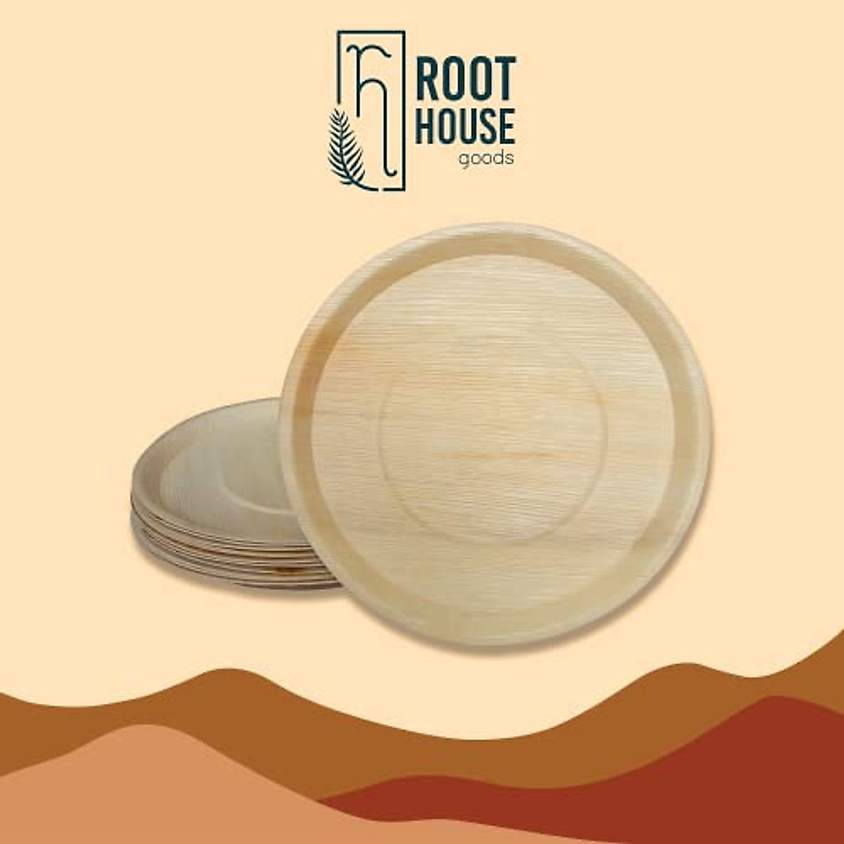 Root House Goods - Palm Leaf Trays 15" Large Round (12 pk) | Disposable Serving Trays | Eco-Friendly | Compostable Platters for Weddings, Catering Events, Charcuterie, Grazing, Cheese Boards