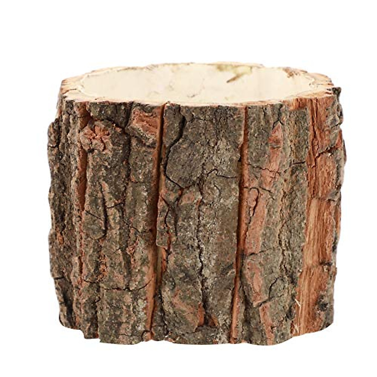 Operitacx Wood Bark Flower Pot Natural Log Succulent Planter Rustic Tree Stump Planter Cactus Pot Garden Balcony Decoration 12cm ( Wood )