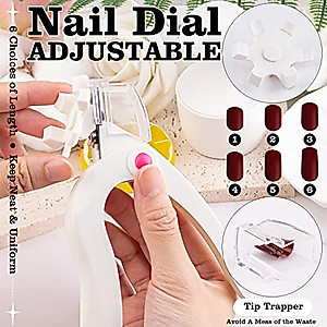 White Acrylic Nail Clipper, Dial Clippers with Sizer, Adjustable Nail Tip Cutter with Length Measurement, Stainless Steel Acrylic Nail Tips Trimmer for Fake False Nail Art Manicure Home DIY by GA&EN