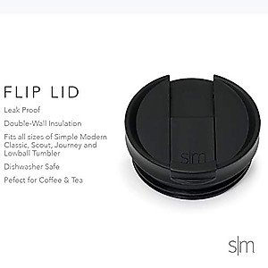 Simple Modern Tumbler Flip Lid | Reusable Replacement ONLY Fits Simple Modern, S|M | Stainless Steel Classic, Journey, Scout Travel Coffee Mug Water Bottle | Classic Collection | Midnight Black