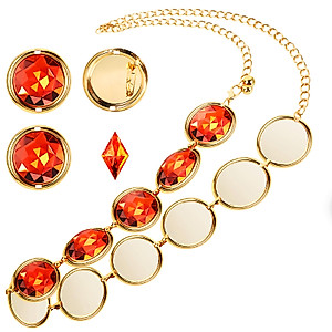 Haysandy 5 Pcs Halloween Red Gem Waist Belt Women Waist Chains with Gem and Round Acrylic Rhinestones for Cosplay Accessories(43 Inch)