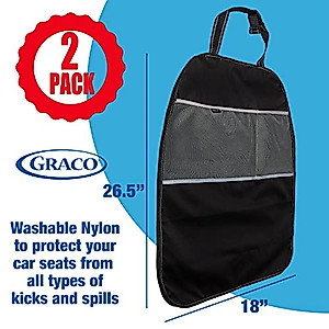 Graco 2 Pack Auto Seat Back Kick Protectors for Kids, Large Kick Mats for Car, Waterproof Automotive Car Back Seat Cover Protect from Dirt, Mud, Stains, Scratches, Fit Most Cars