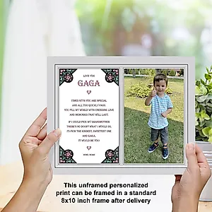 Sweet Gift for Gaga from Grandchild for Valentine's Day or Birthday, Personalized 8x10 Inch Custom Print