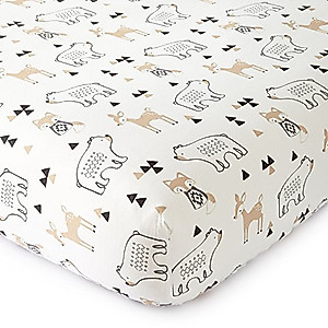 Levtex Baby Bailey Bear, Animals, Woodland, Charcoal, Beige, White -5PC Toddler Set - Neutral Kids Bedding - Reversible Quilt, Fitted Sheet, Flat Sheet, Standard Pillow Case, Decorative Pillow
