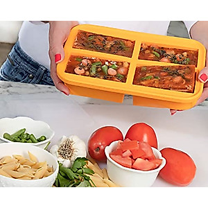 (2 Pack) Silicone Soup Freezer Molds With Lids & Measurement Lines, Makes 1 Cup Portions, Food Freezing Storage Containers, Soup, Pasta Sauce, Broth. Large Ice Cube Trays & Food Freezer Molds (2 Pack)