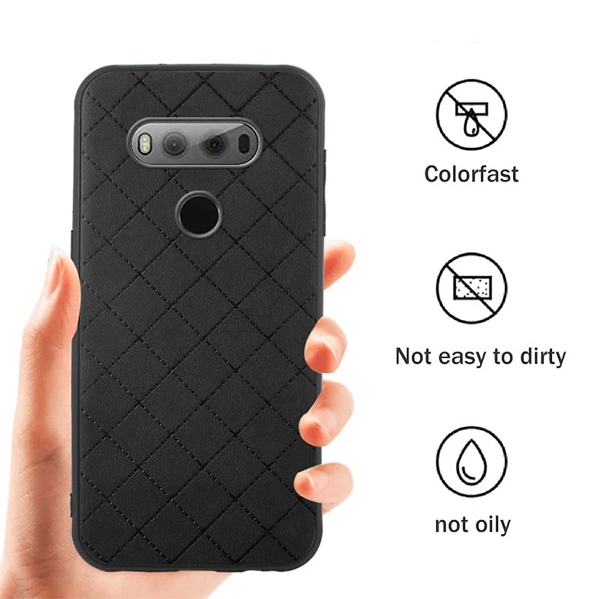 ELISORLI Compatible with LG V20 Case Rugged Thin Slim Cell Accessories Anti-Slip Fit Rubber TPU Mobile Phone Protection Silicone Soft Shockproof Grip Cover for LGV20 LG20 V 20 ThinQ Women Men Black