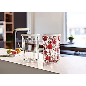 Luminarc Arc International Working Glass Storage Jar/Cooler with White Lid, 21-Ounce, Set of 4