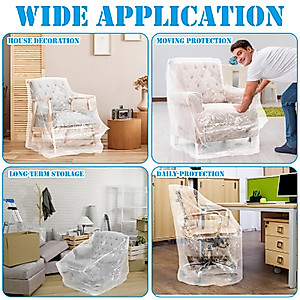 Abbylike 4 Pcs Large Plastic Clear Patio Furniture Chair Cover Outdoor 34 x 42 x 65 Inch Waterproof Dust Proof Swivel Lounge Chair Patio Rocking Chair Protectors Cover for Moving Storage